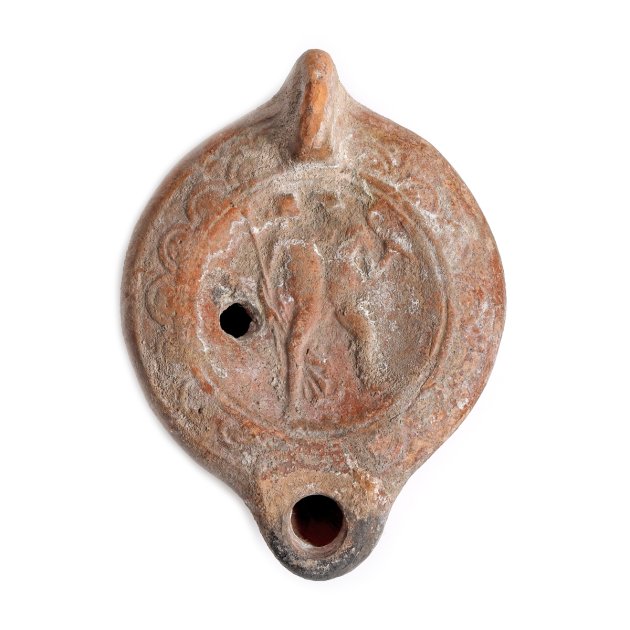 Greek-Roman rush-light, depicting the fight between two gladiators ...