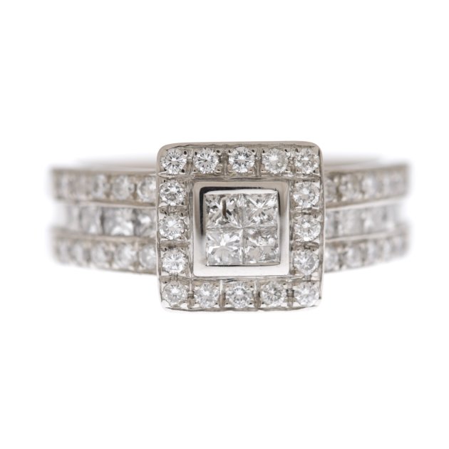 Inel Harr & Jacobs din aur alb, decorat cu diamante, însoțit de ...