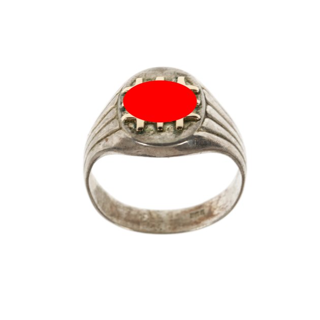 Inel legionar, argint aurit, cu marcaj de atelier românesc interbelic ...