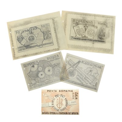 Image of Lot format din 5 machete de timbre, diferite emisiuni ...