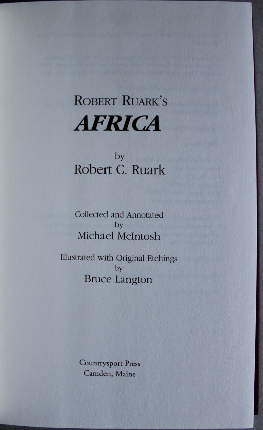Robert Ruarks Africa Auction 99