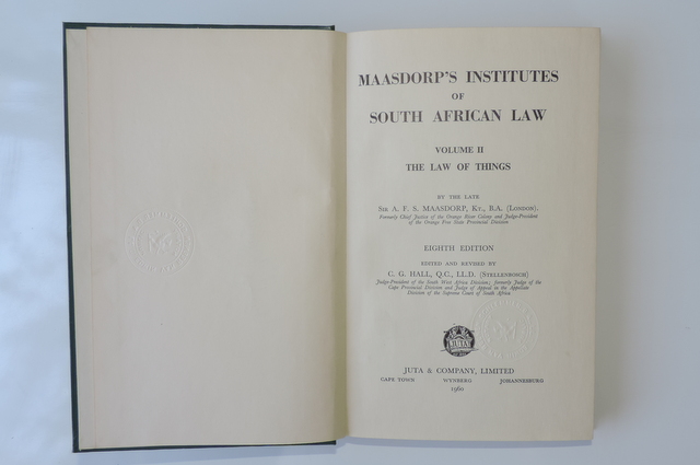 Maasdorp's Institutes Of South African Law (4 Vols.) - Auction #30 ...