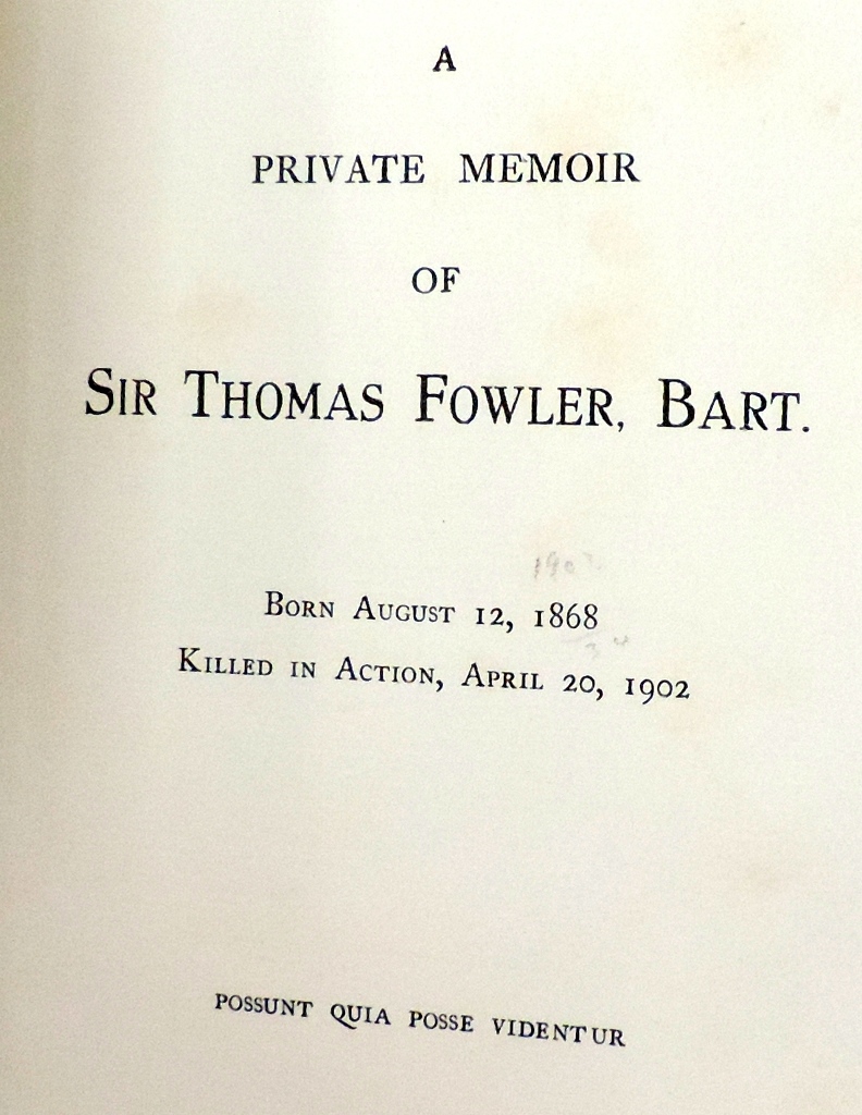 Private Memoir Of Sir Thomas Fowler - Auction #36 | AntiquarianAuctions.com