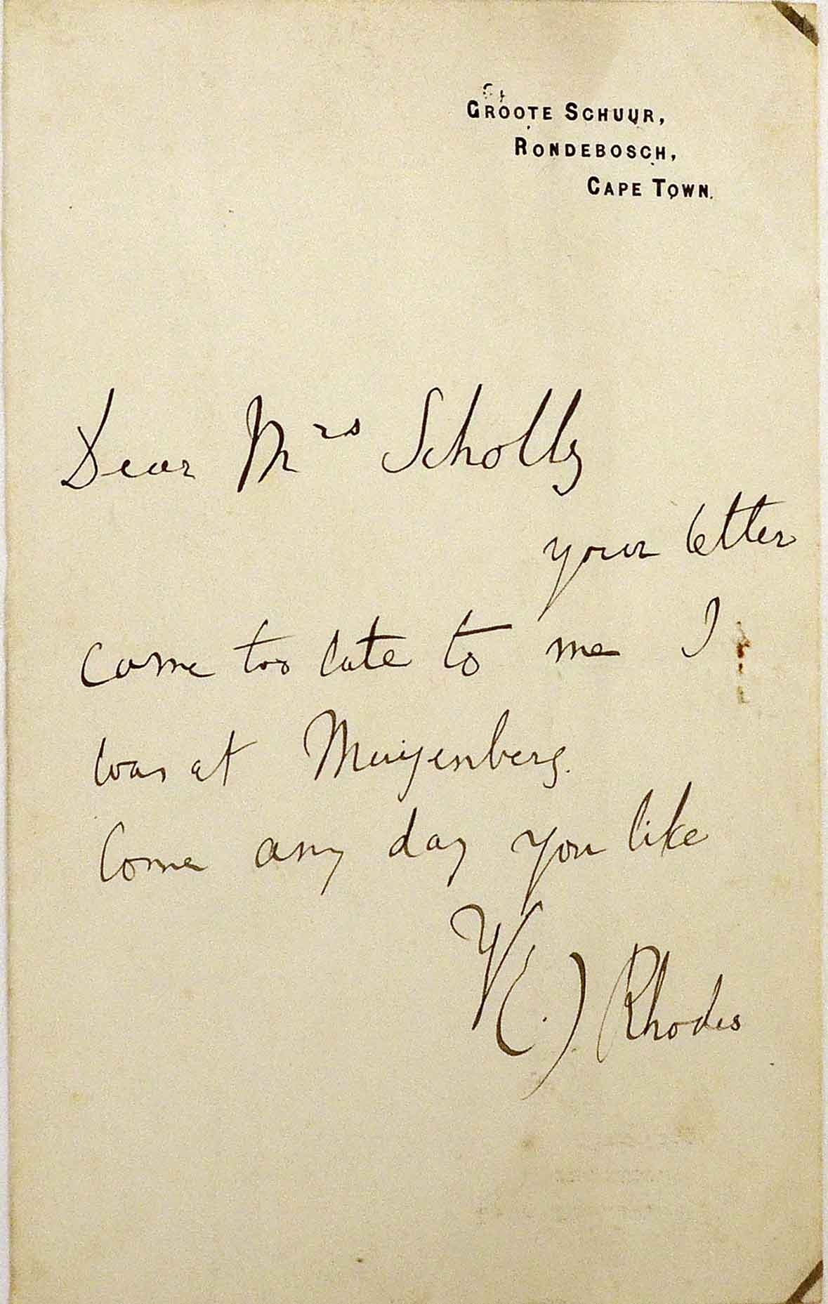 Rhodes Autograph Letter Plus Cabinet Photograph - Auction #47 ...