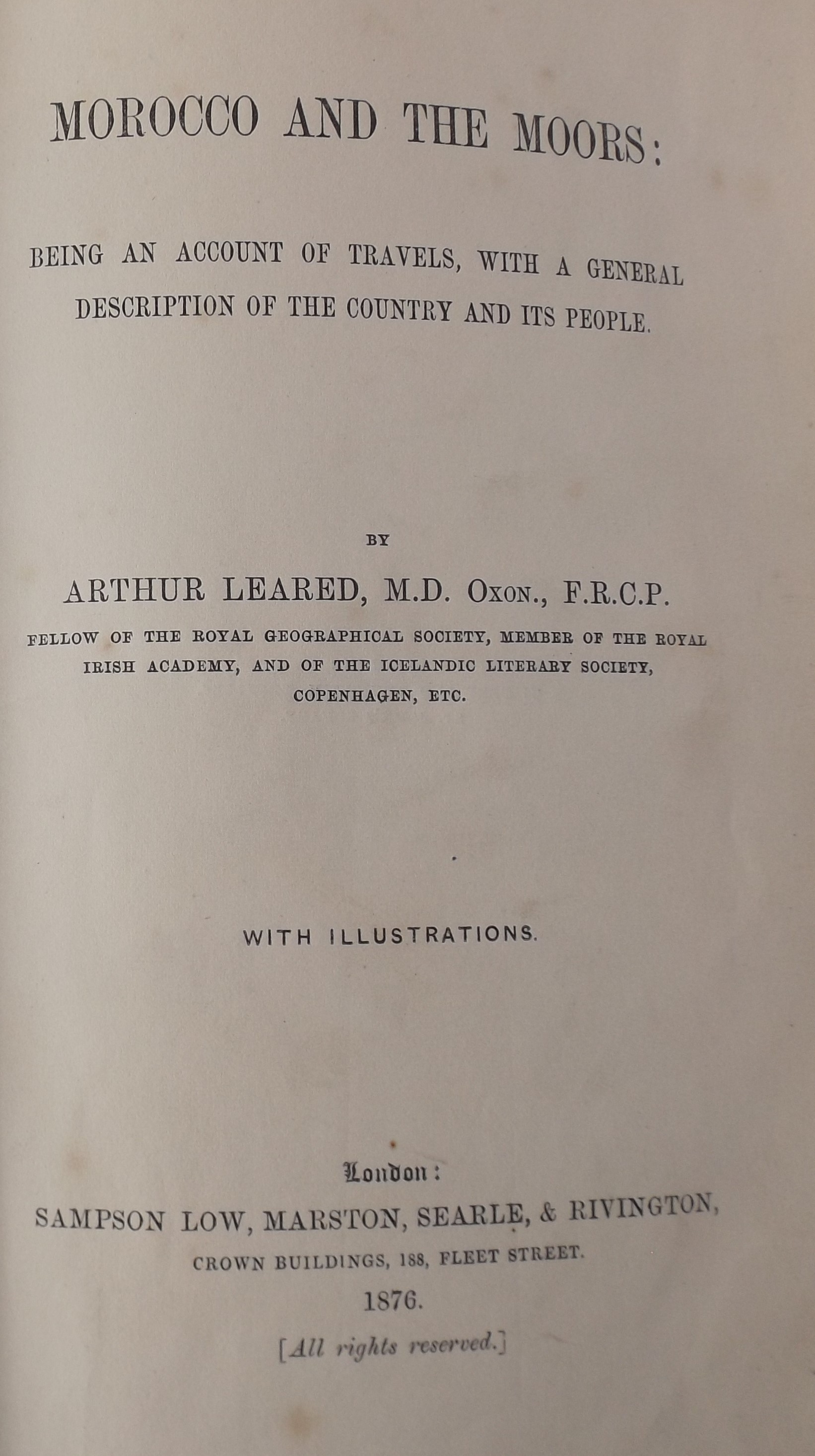 Morocco And The Moors: - Auction #59 | AntiquarianAuctions.com