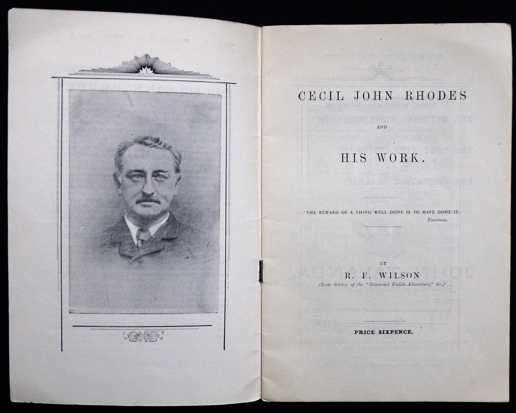 Cecil John Rhodes And His Work - Scarce First Work About Rhodes ...