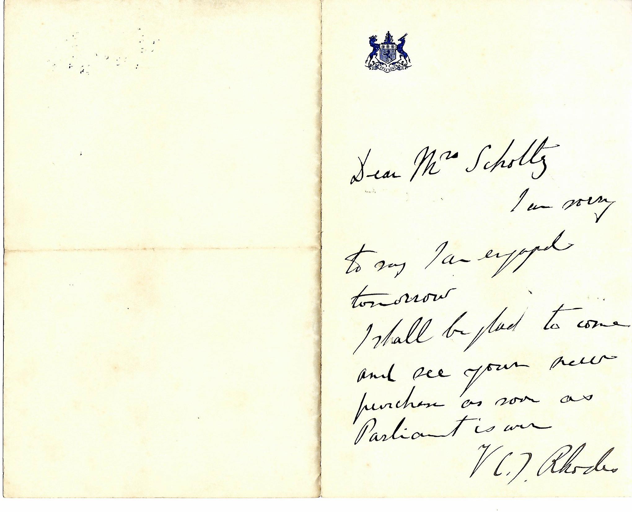 Original Signed Rhodes Autograph Letter - Auction #67 ...