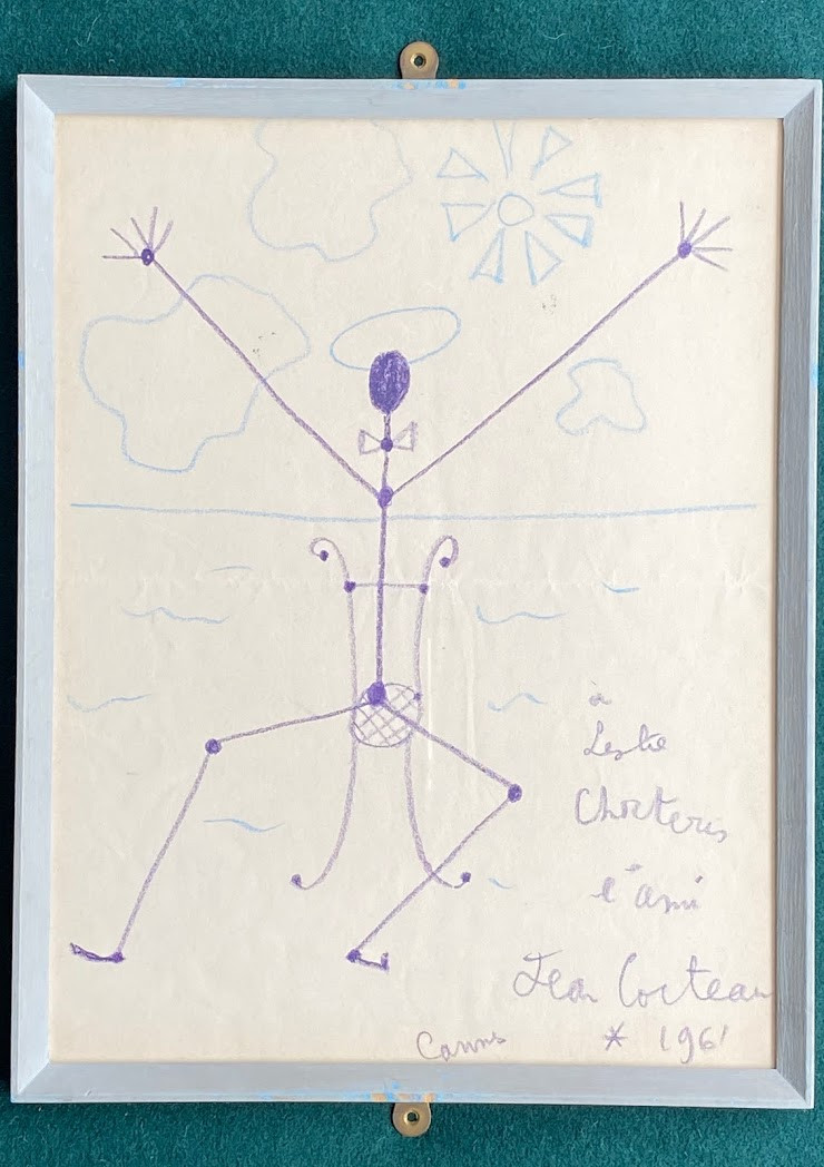 An Original Coloured Drawing Of ‘the Saint’ Stick-figure, Seated On A ...