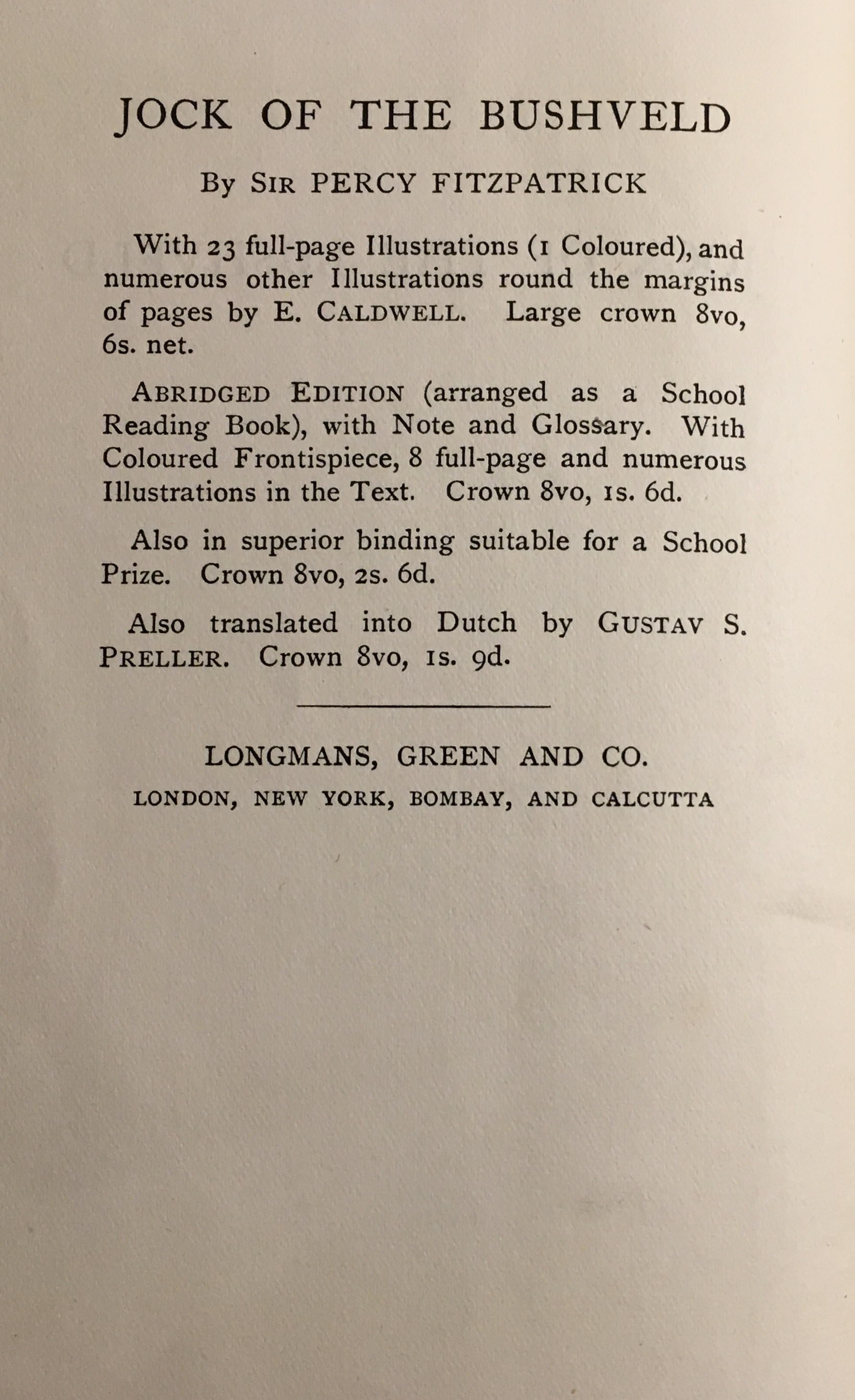 Jock Of The Bushveld (signed) - Auction #85 | AntiquarianAuctions.com
