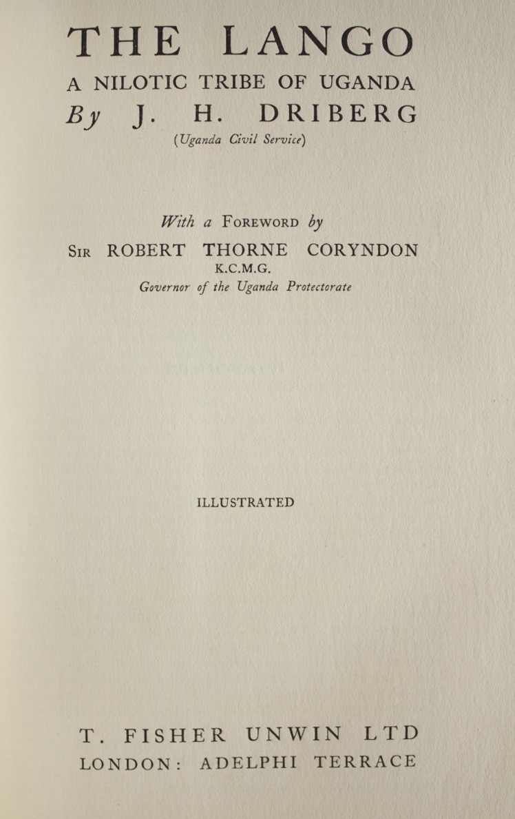 The Lango - A Nilotic Tribe Of Uganda (1923) - Auction #86 ...