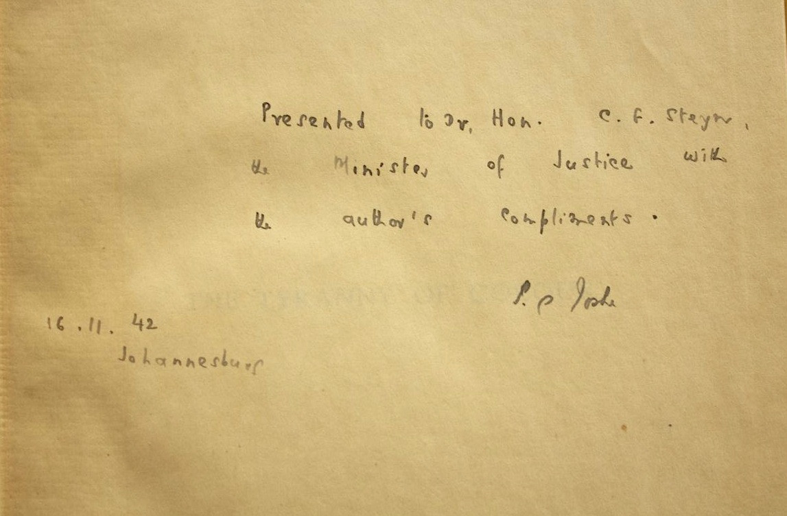 The Tyranny Of Colour (1942) - Copy Inscribed To Minister Of Justice ...
