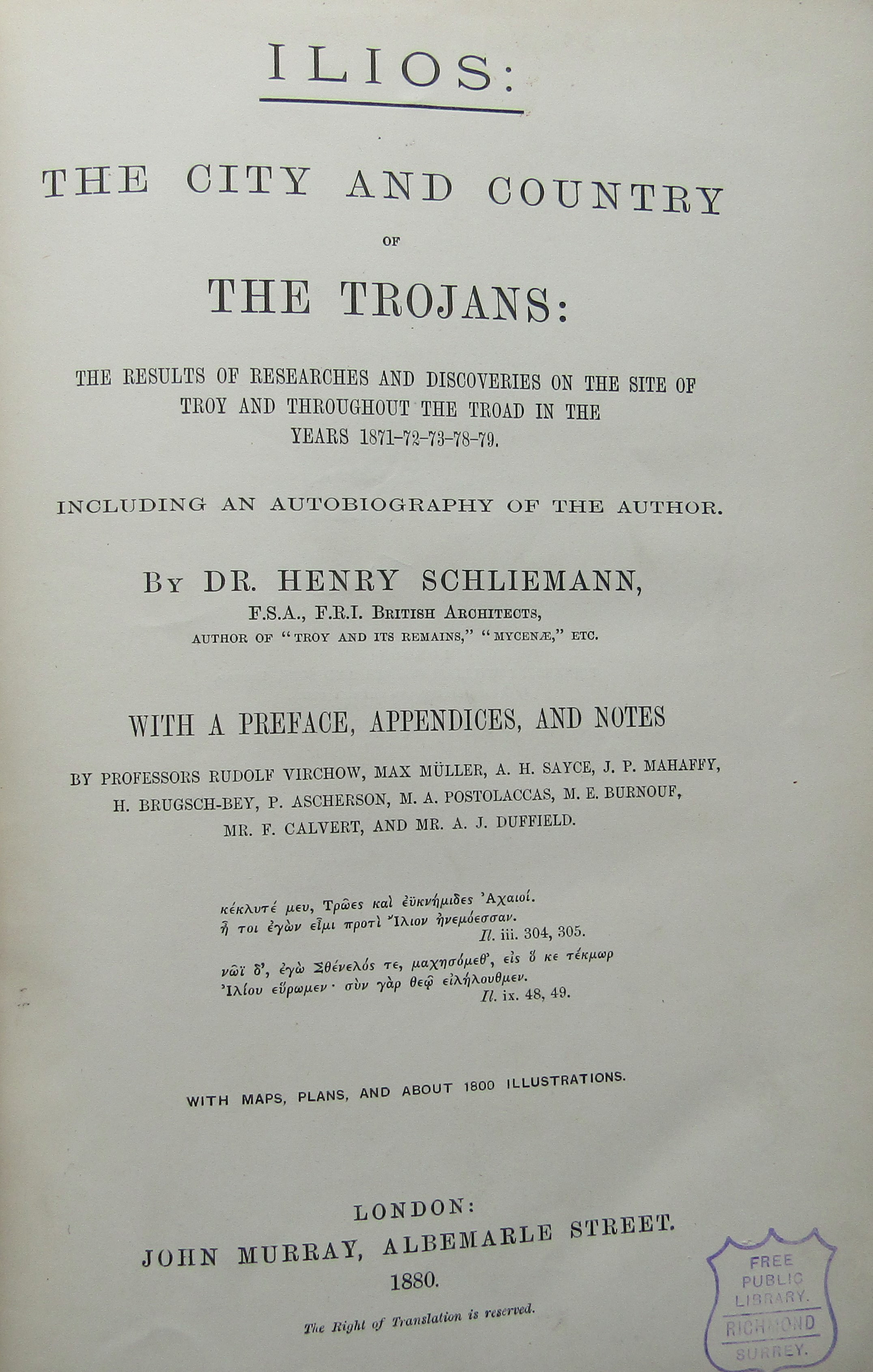 Ilios: The City And Country Of The Trojans. - Auction #89 ...
