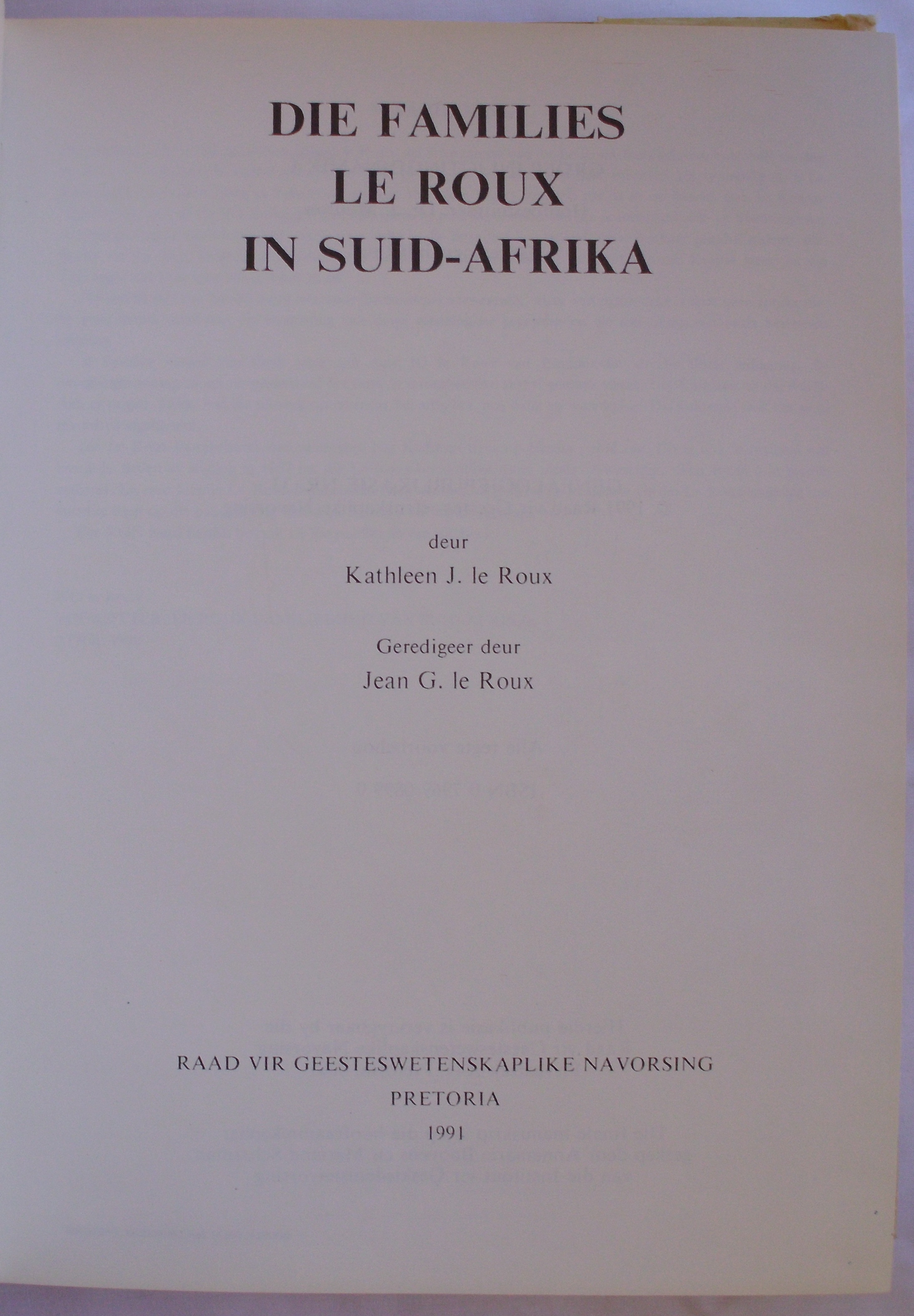 Die Families Le Roux In Suid Africa. - Auction #97 ...