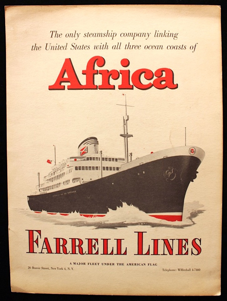 Two Vintage 1950's Union Castle Line Menus & One Vintage Farrell Lines ...