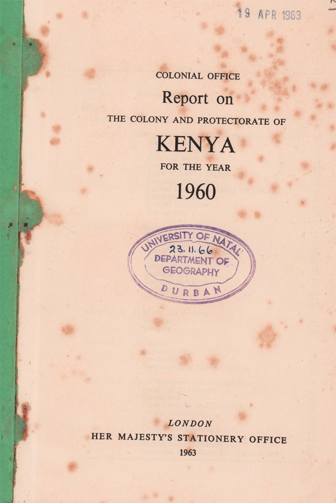 Report On The Colony And Protectorate Of Kenya - Auction #104 ...