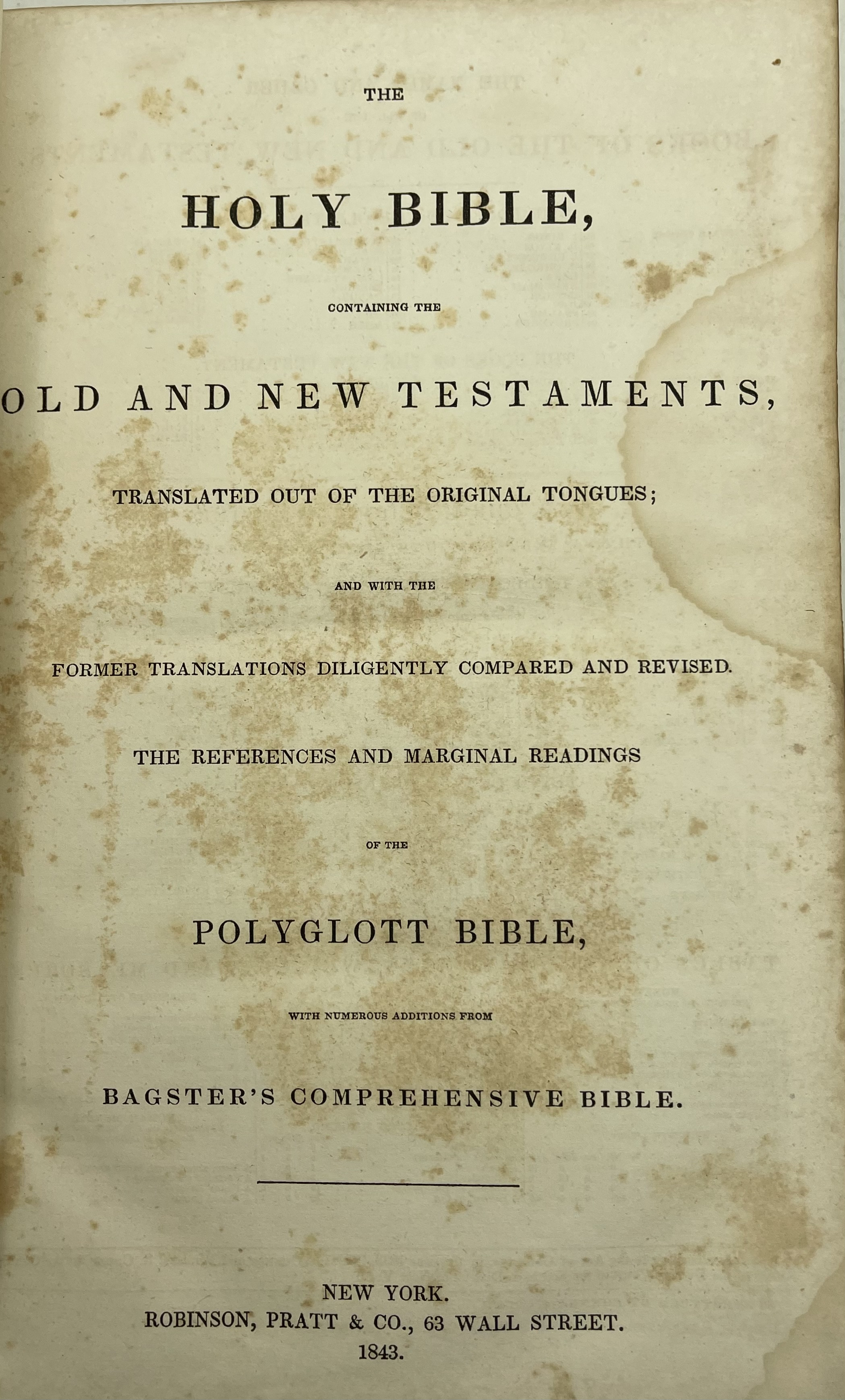 [bible] 1843 Ny Polyglott Bible, Fowler Family, Full Leather - Auction ...