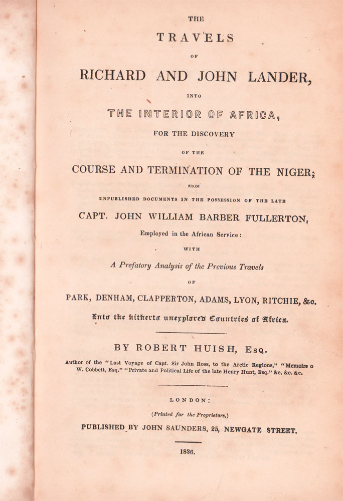 The Travels Of Richard And John Lander, - Auction #106 ...