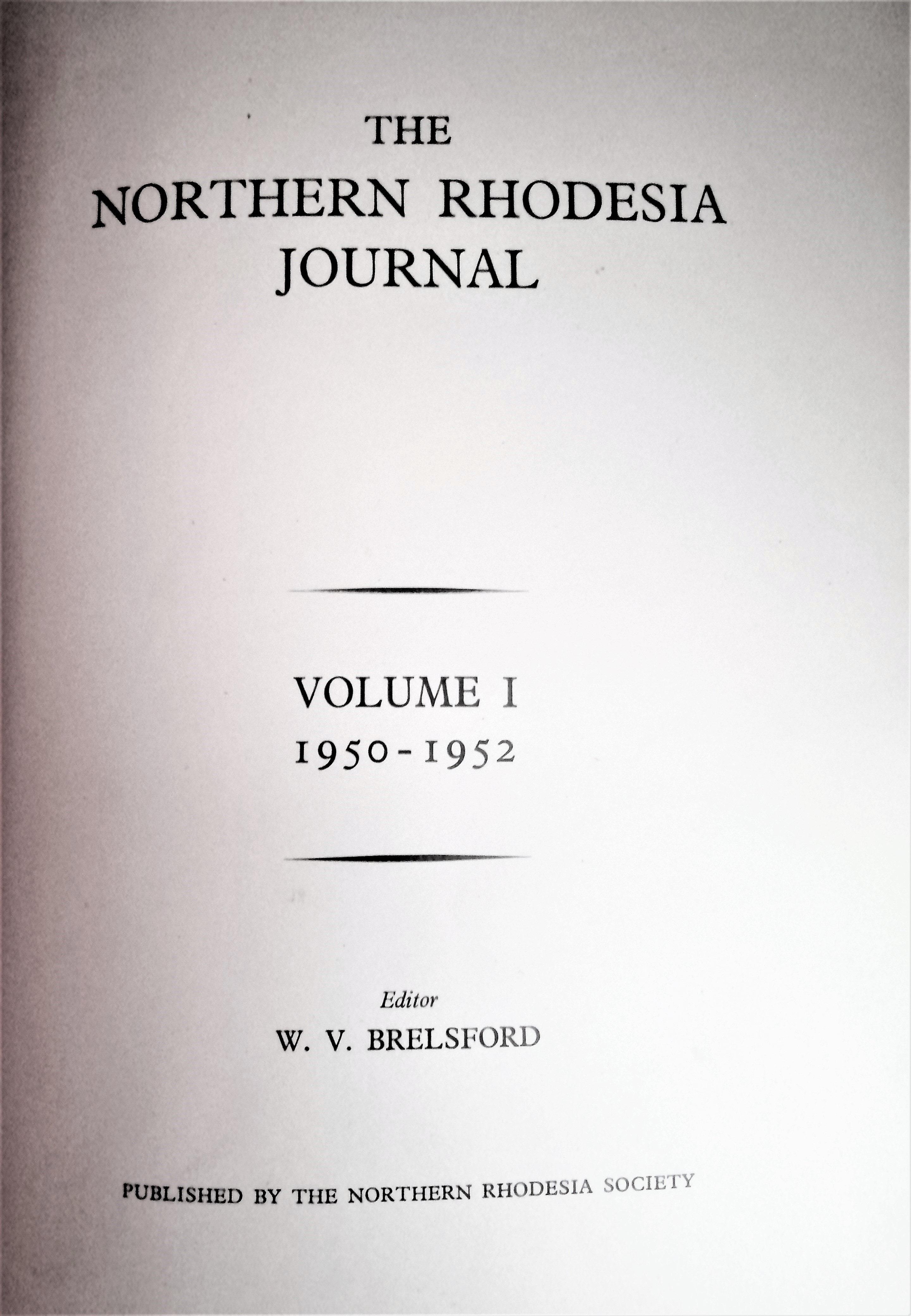 The Northern Rhodesia Journal - Auction #110 | AntiquarianAuctions.com
