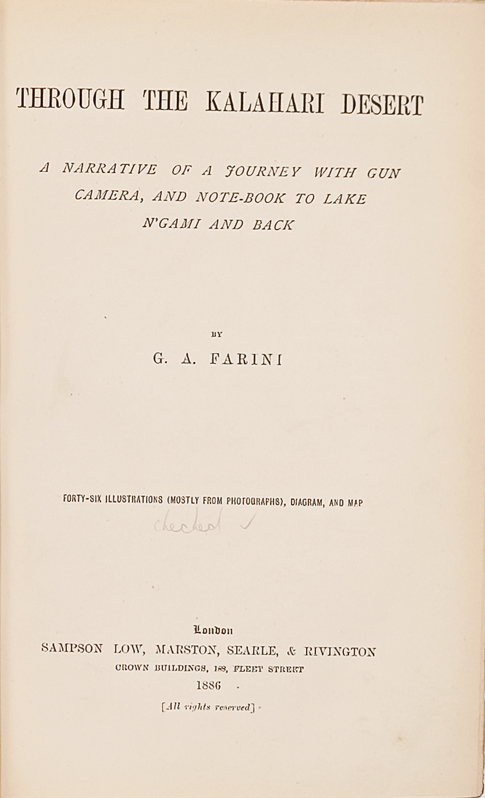 Through The Kalahari Desert - Auction #112 | AntiquarianAuctions.com