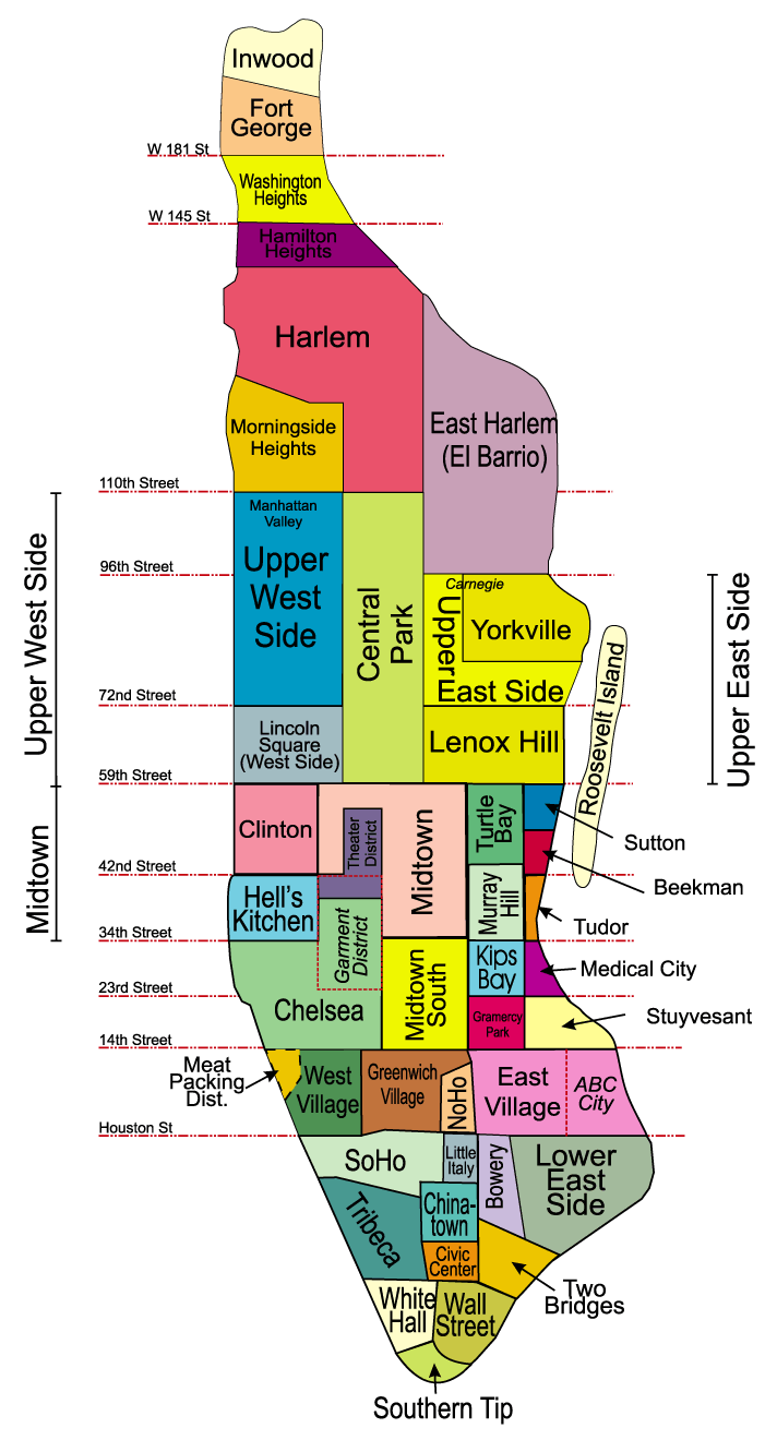 Los barrios de Manhattan - Guía completa con mapas
