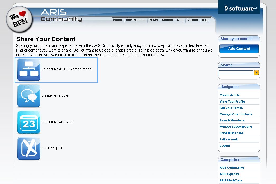 How to upload an ARIS Express model | ARIS BPM Community