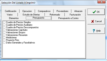 Definición del listado