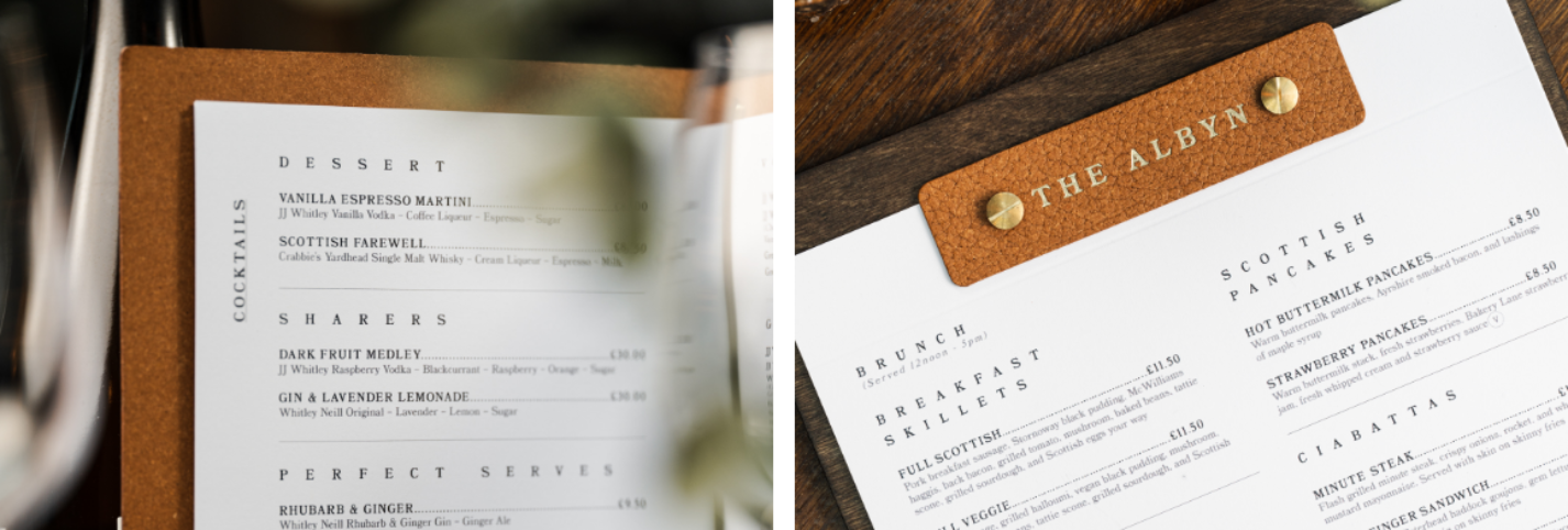 The Albyn Restaurant Brand — FortyTwo Studio, Aberdeen