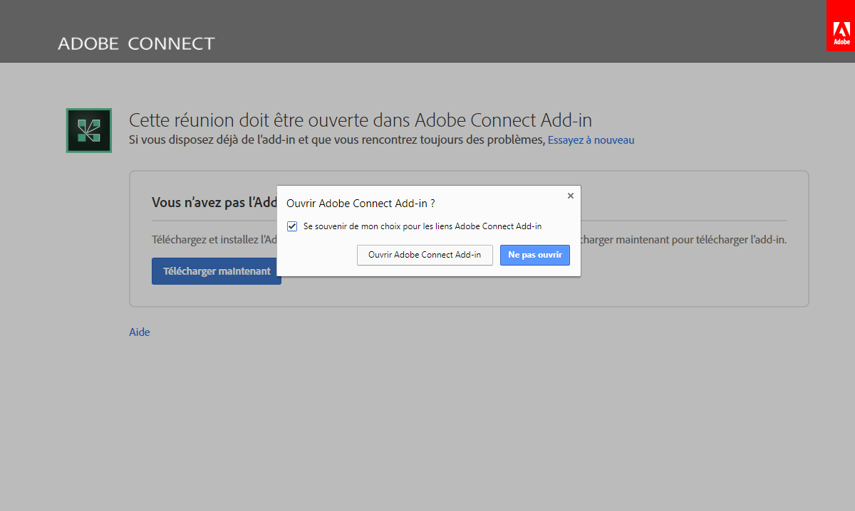 Installer le logiciel Adobe Connect Add-in - Wizzvet