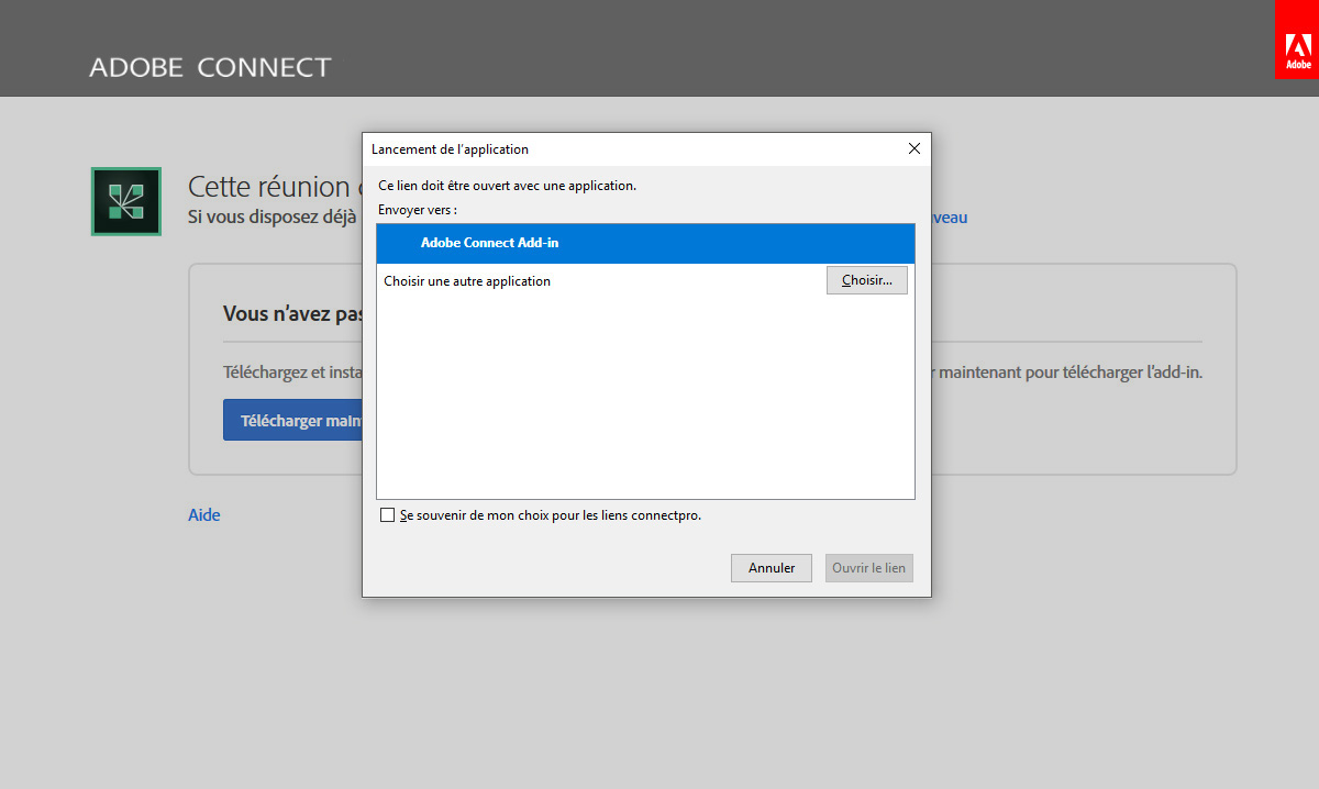 Installer le logiciel Adobe Connect Add-in - Wizzvet