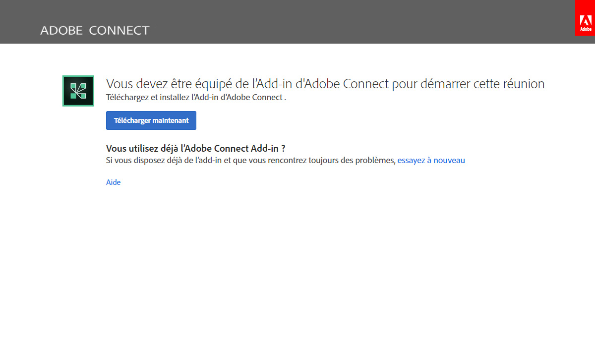 Installer le logiciel Adobe Connect Add-in - Wizzvet