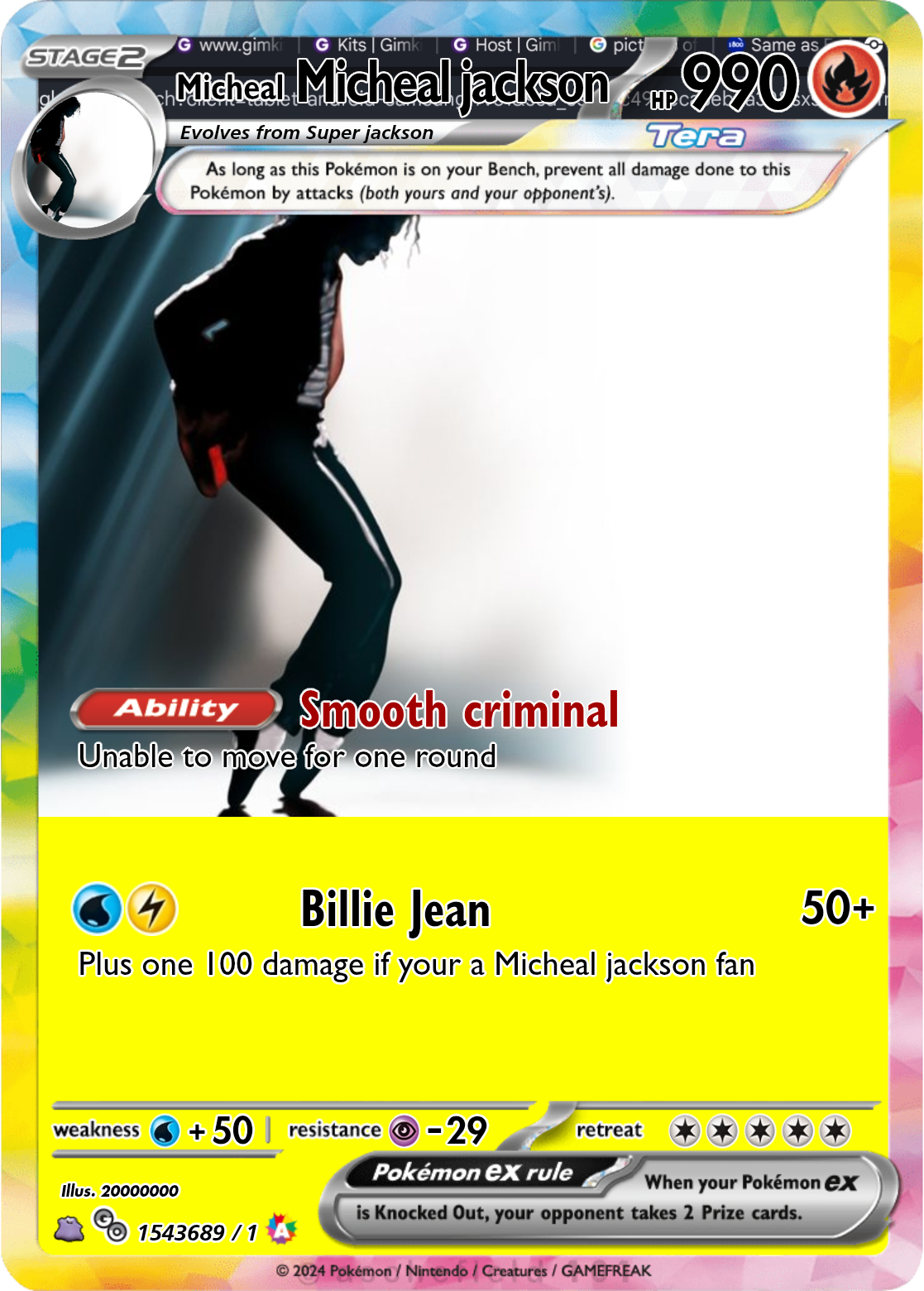 Micheal jackson - 20000000 | Pokécardmaker.net