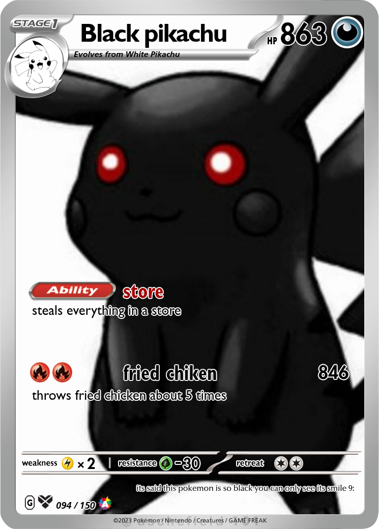 Black pikachu - AAAAAAAAAAAAAAAAAAAAAAAAA | Pokécardmaker.net