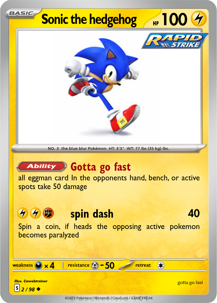 Sonic the hedgehog - Cawebtrainer | Pokécardmaker.net