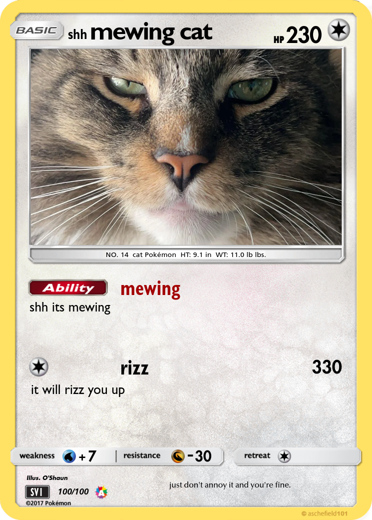 mewing cat - InvaderBrim | Pokécardmaker.net