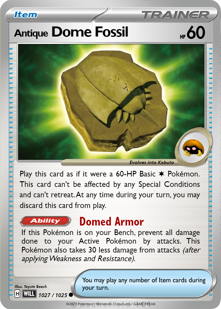 ==Antique== Dome Fossil - Krypton1986 | Pokécardmaker.net