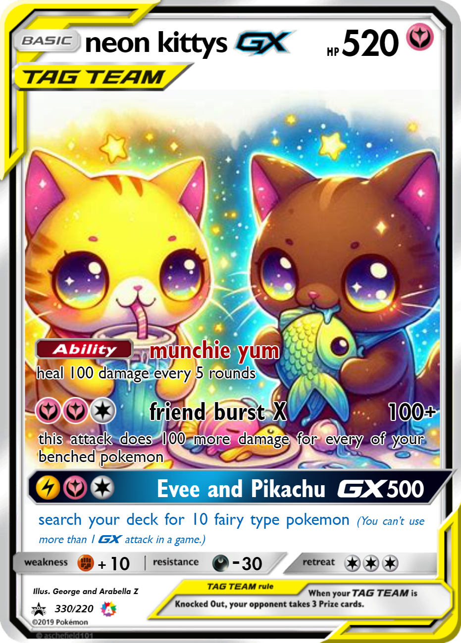 neon kittys - coladuck | Pokécardmaker.net
