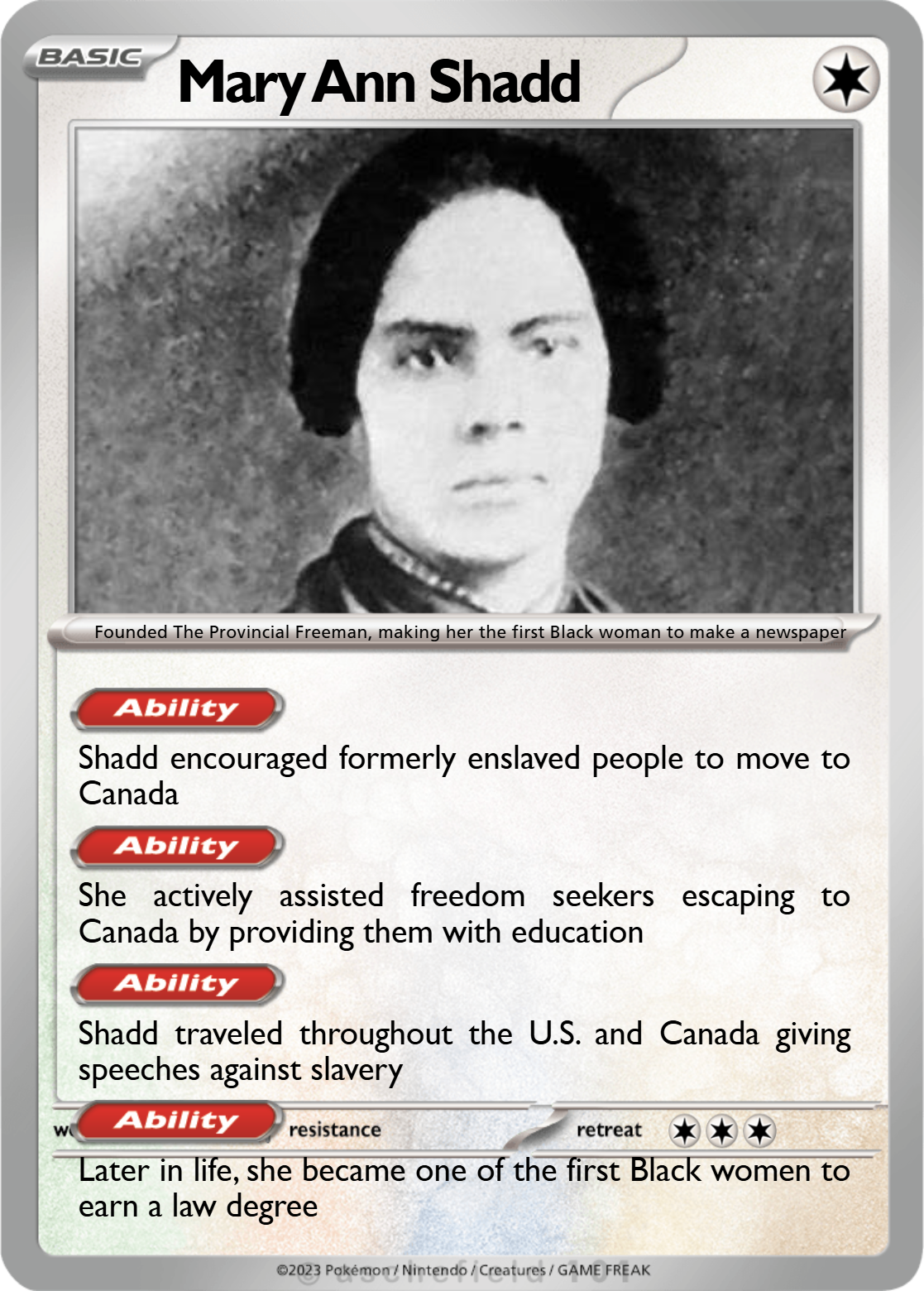 Mary Ann Shadd - dgc11774 | Pokécardmaker.net