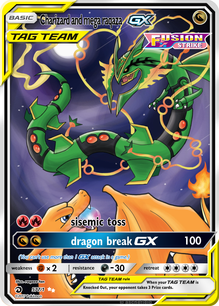 Charizard and mega raqaza - dinosuar | Pokécardmaker.net