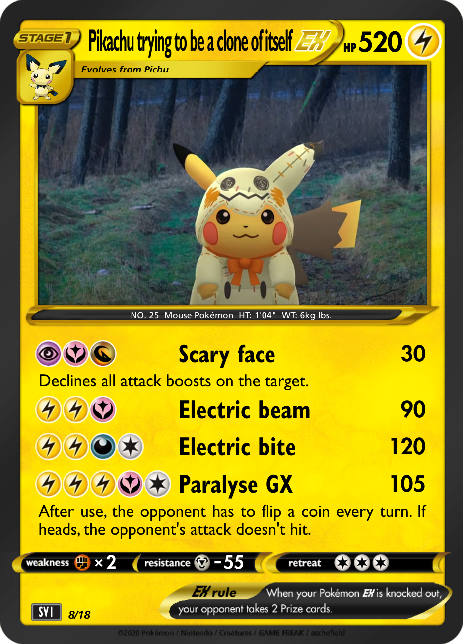 Pikachu trying to be a clone of itself - doggyeahh | Pokécardmaker.net