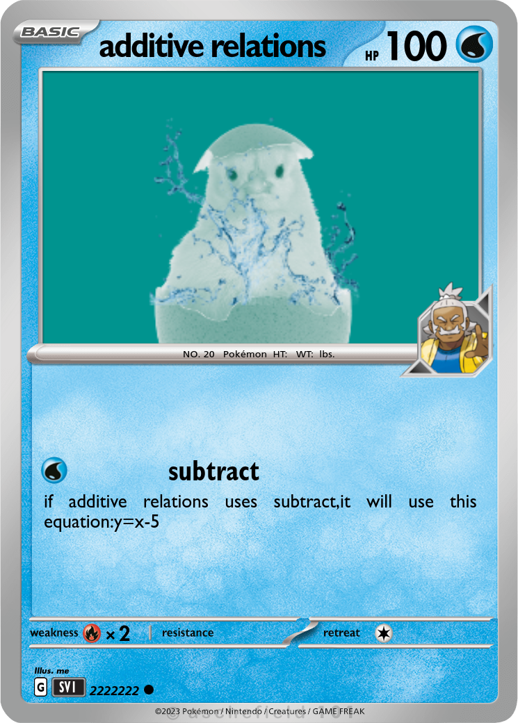 additive relations - funnysillylizard | Pokécardmaker.net