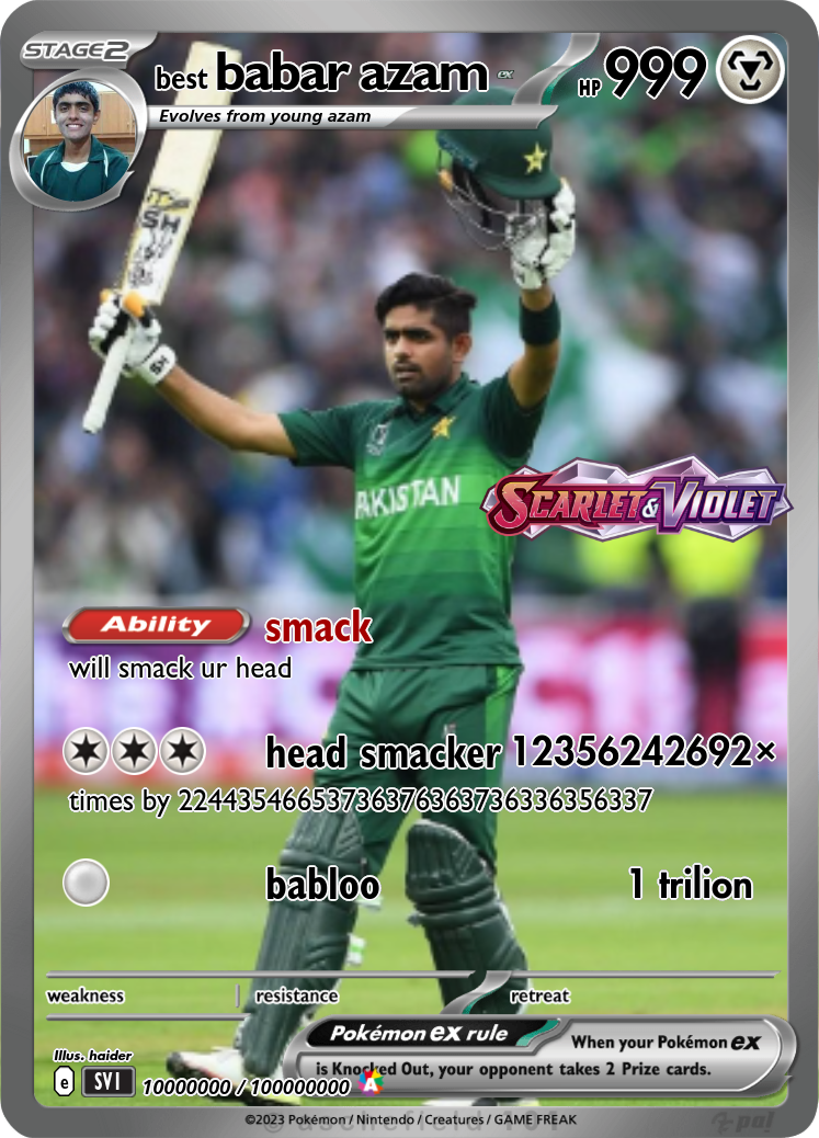 babar azam - haidemir000 | Pokécardmaker.net