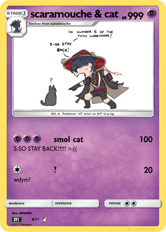 scaramouche & cat - minn | Pokécardmaker.net