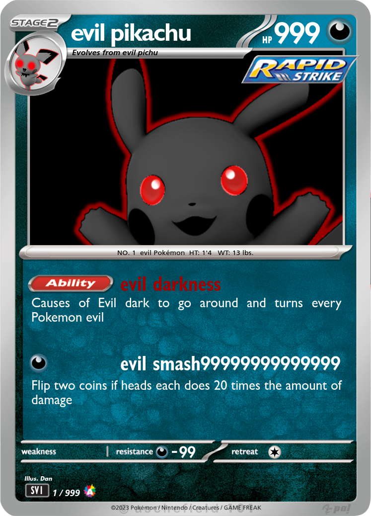 evil pikachu - poemonmaker | Pokécardmaker.net