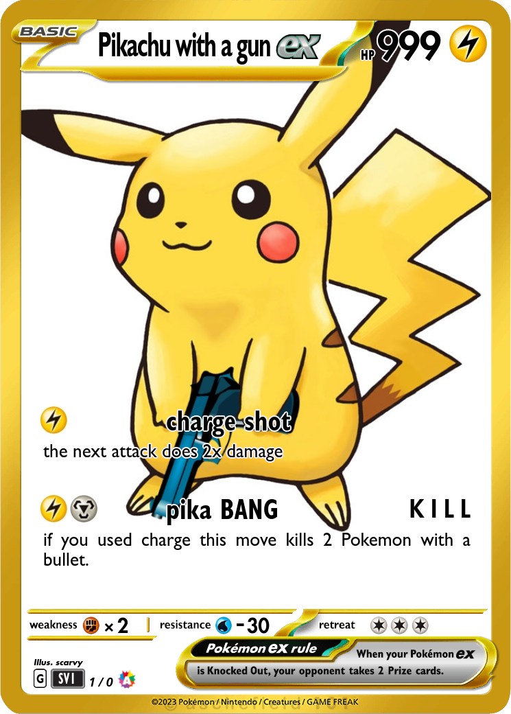 Pikachu with a gun - scarvy | Pokécardmaker.net