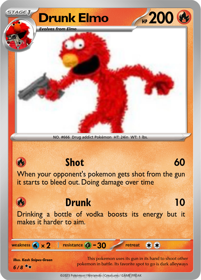 Drunk Elmo - skibidirizz | Pokécardmaker.net