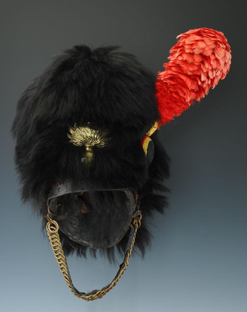 BONNET À POILS DE GRENADIER À PIED DE L'ARMÉE BELGE, MODÈLE 1895, FIN ...