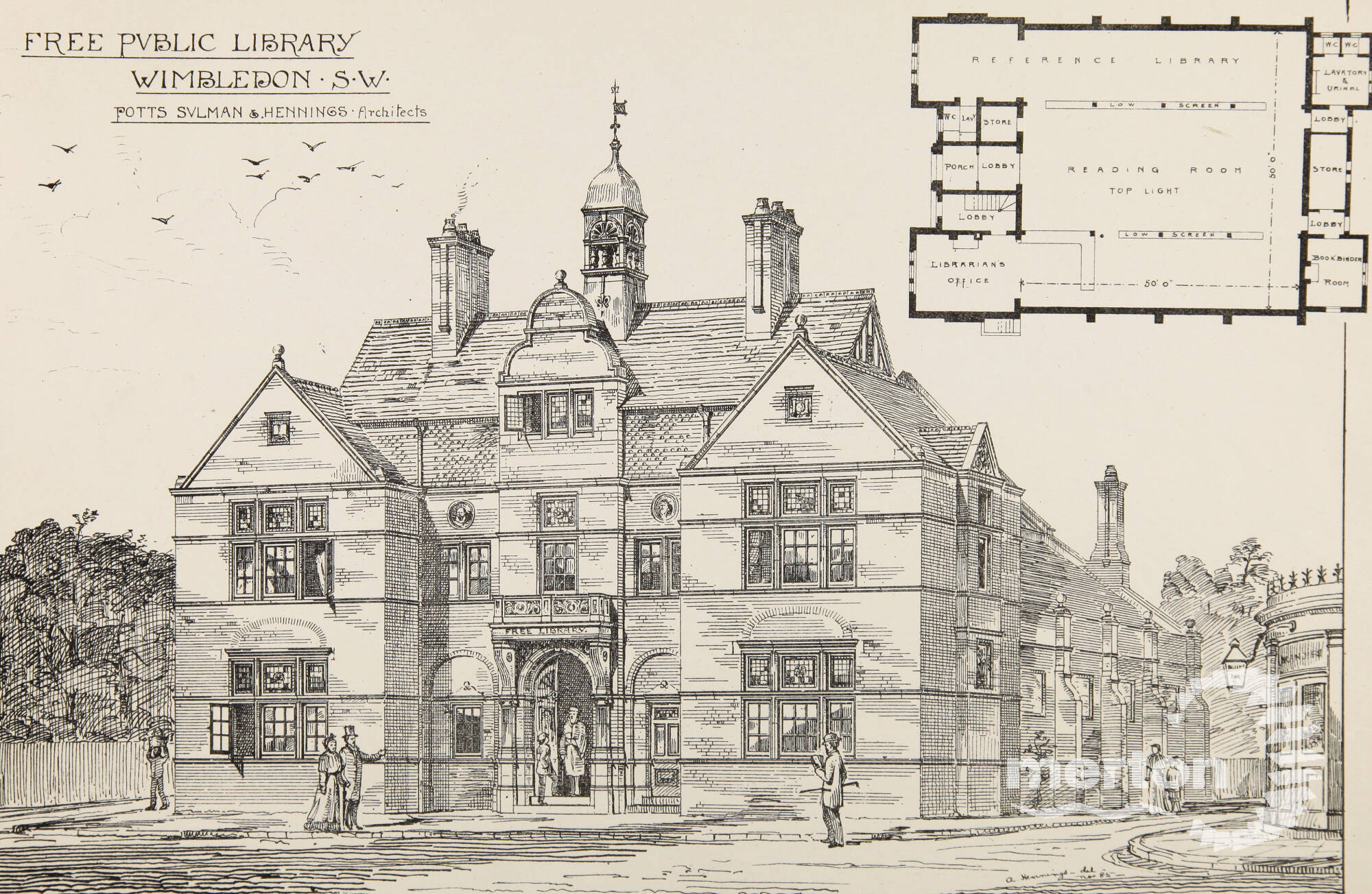 Wimbledon Library: Architect's drawing - Merton Memories Photographic ...