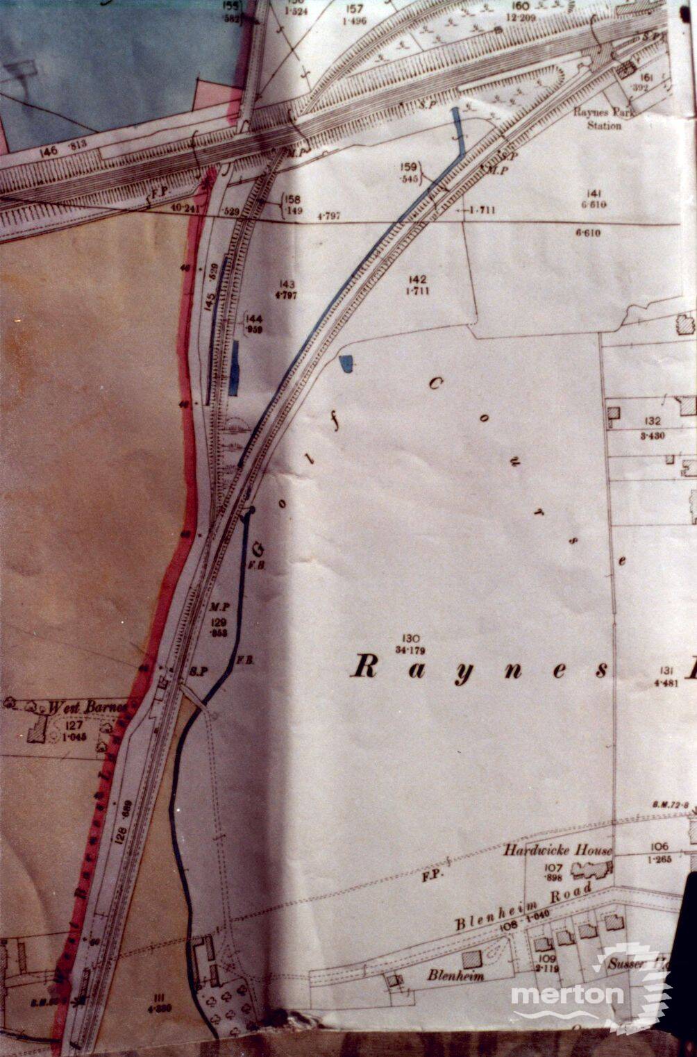 Map of Raynes Park Railway Station, Blenheim Road and Hardwicke House ...