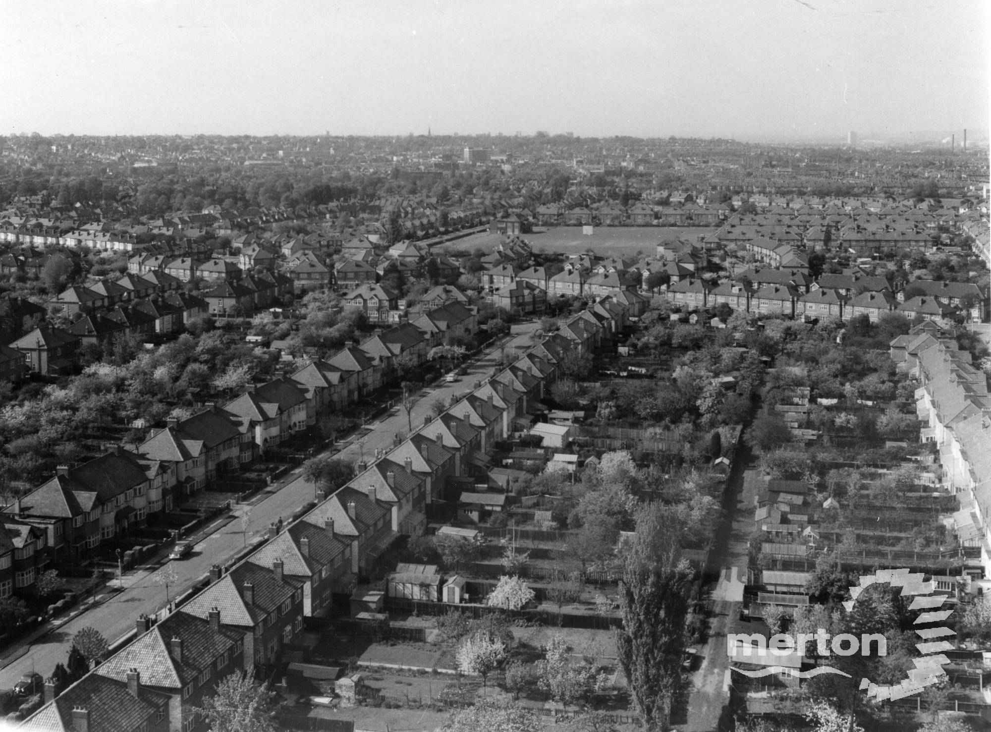 Aerial view of the Mitcham area - Merton Memories Photographic Archive