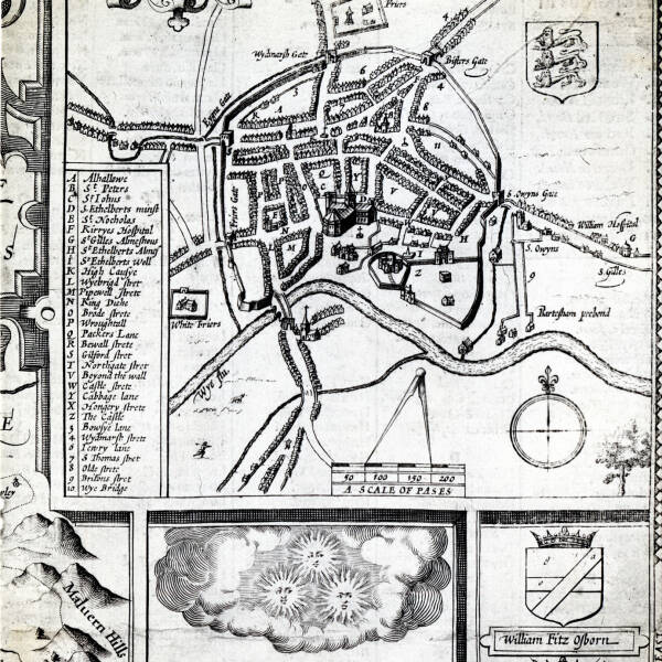 Plan of Hereford city from Speeds map, 1610 - Herefordshire History